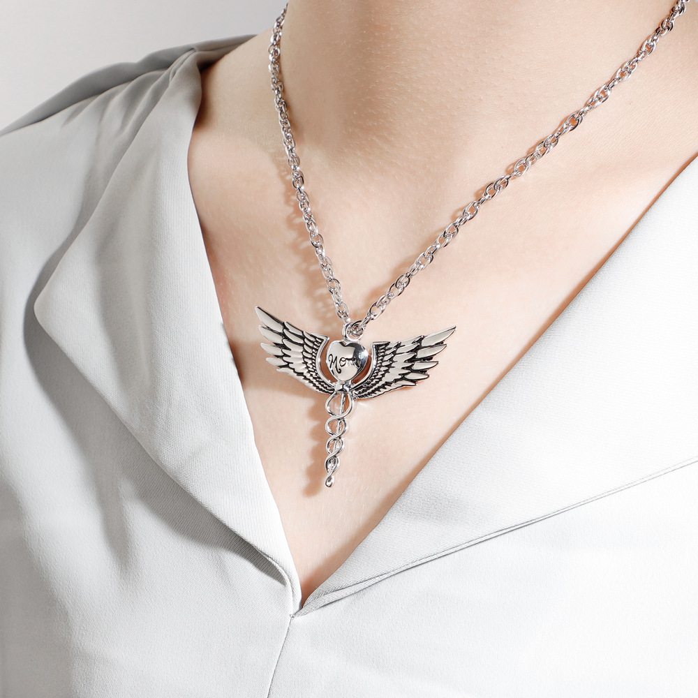 跨境亚马逊现货翅膀十字架（Dad)香水盒项链女式时尚合金饰品-阿里巴巴