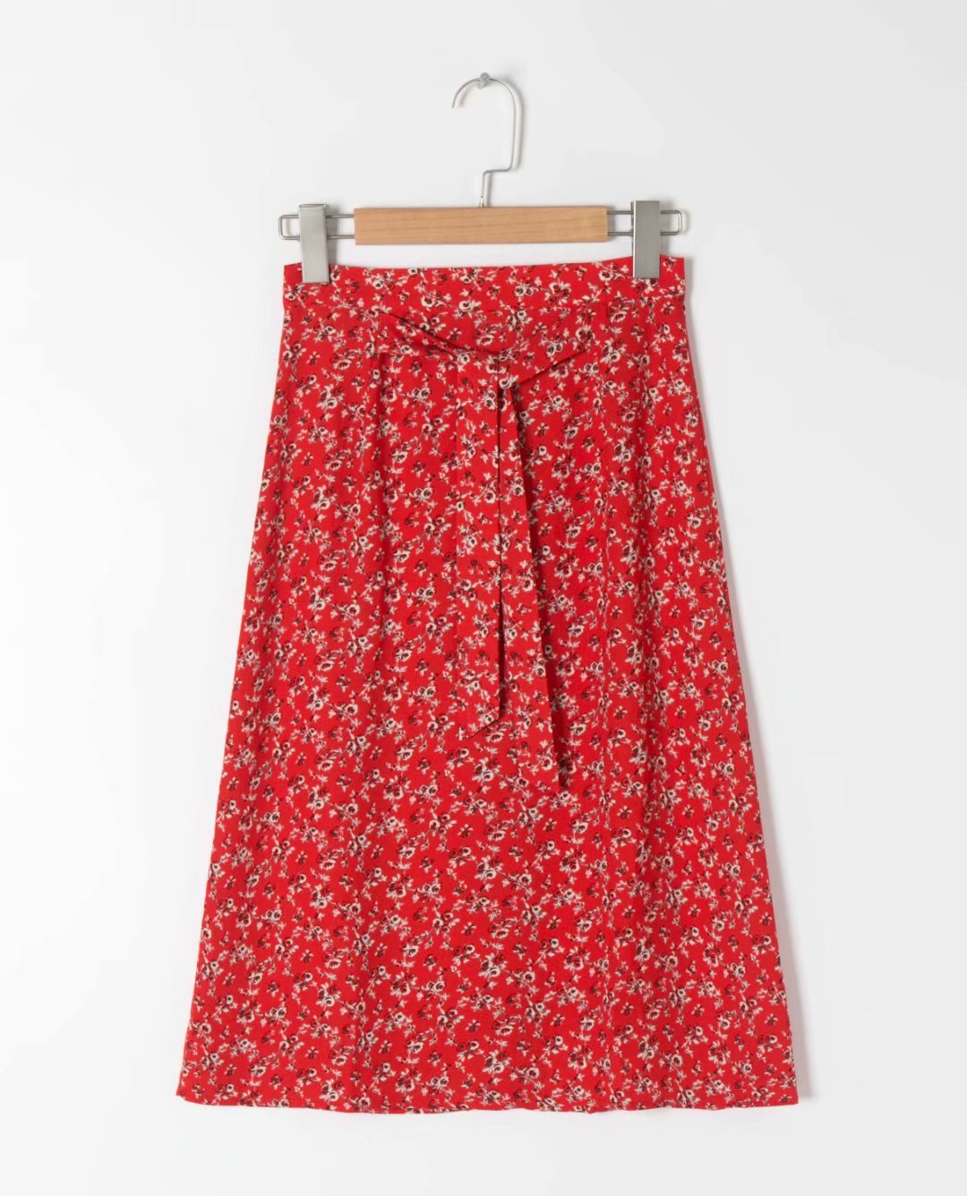 夏季新款欧美女装时尚花朵印花单排扣系带半身裙S12440-阿里巴巴