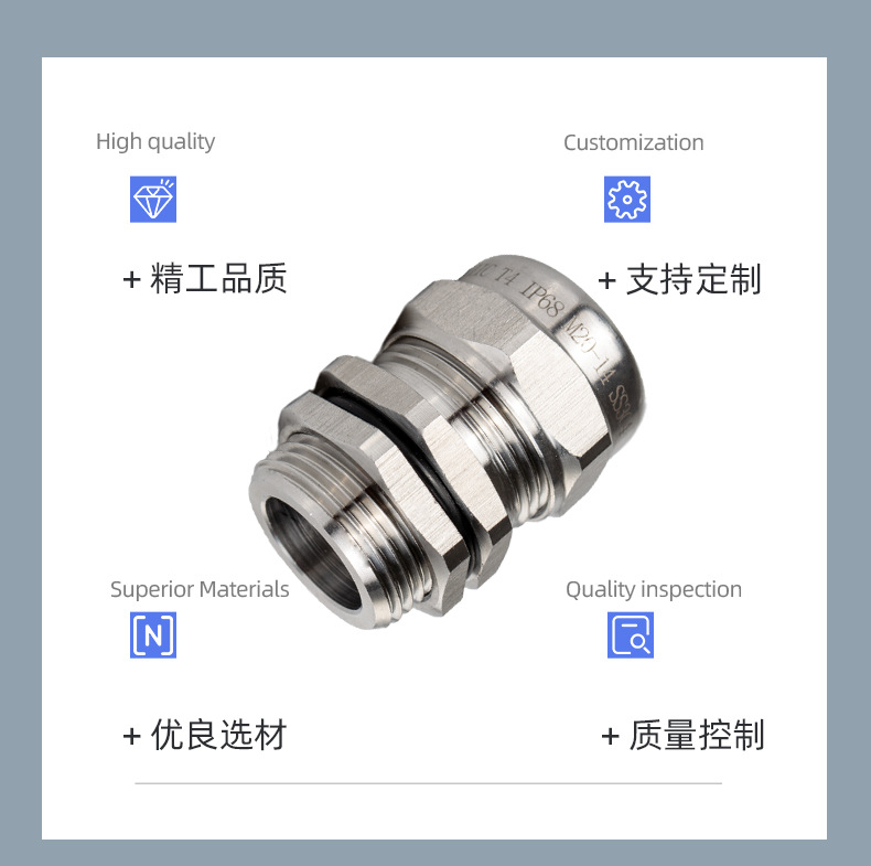 不锈钢电缆防水接头NPT1/2 G3/4 304密封格兰头英制美制防爆316L-阿里巴巴