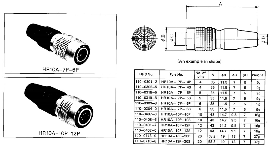 广濑HR10A-7P-6S连接器工业相机HRS 4/6/7/10/12pin航空插头兼容-阿里巴巴