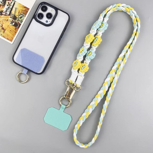 日系雏菊花手工手机挂绳斜挎可侧背挂链棉线编织百搭小雏菊小清新-阿里巴巴