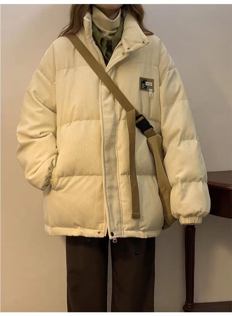 灯芯绒新款棉服女加厚感工装面包服美式高街冬季外套-阿里巴巴