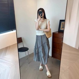 IM5231用料2米3 天丝棉轻盈透气格子松紧腰不规则压褶花苞裙半裙-阿里巴巴