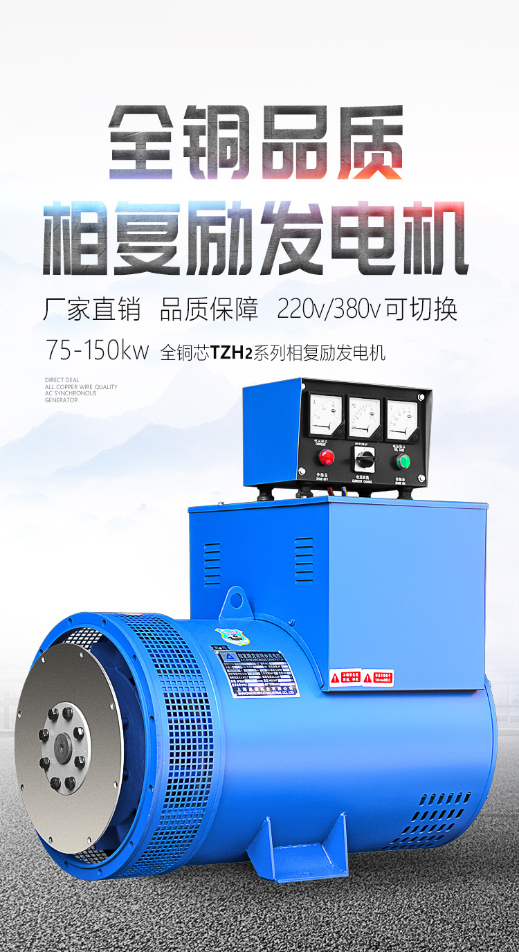发电机有刷相复励TZH2-75KW 100KW 120KW 150KW三相交流同步发电-阿里巴巴