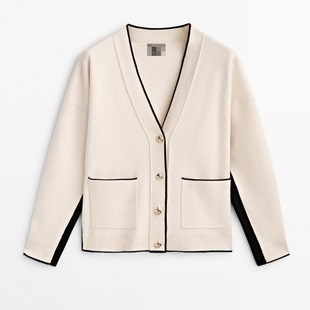 BM&MD&ZA早秋新款女装拼接设计气质针织开衫毛衣05700601712-阿里巴巴