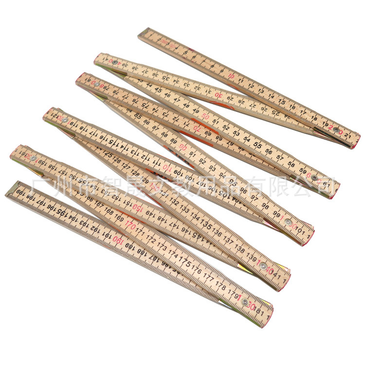 2米折叠木尺 10折木质折叠尺子 测量工具尺 弹簧 铆钉桦木尺定制-阿里巴巴