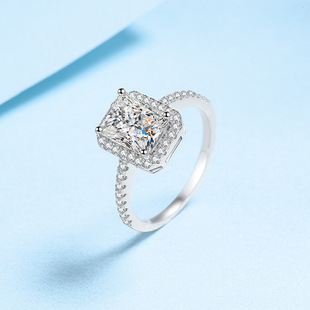 925纯银女ins个性指环镀pt950金异形长方莫桑石戒指轻奢小众钻戒-阿里巴巴