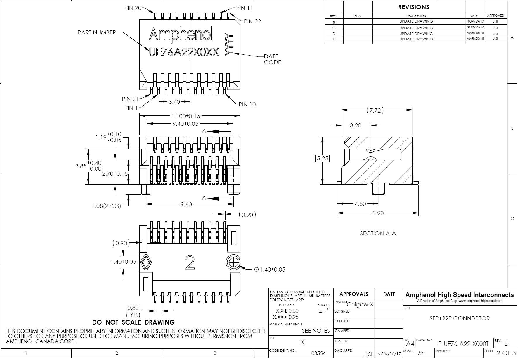 Amphenol SFP+ 22Pin 连接器 UE76-A22-2000T | UE76-A22-3000T-阿里巴巴