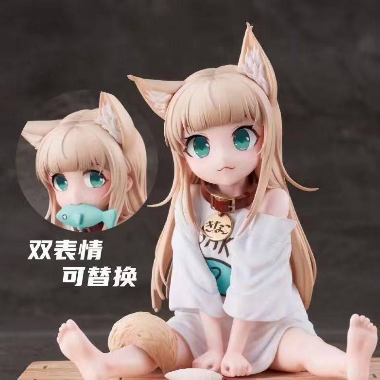 黄豆粉手办猫娘坐着吃鱼我家猫猫是可爱的女孩子摆件模型批发代发 阿里巴巴