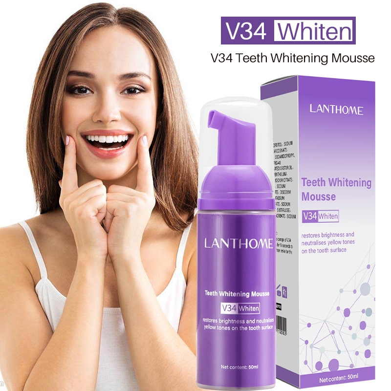 跨境现货LANTHOME V34 Teeth whitening 外贸版洁牙慕斯美版批发-阿里巴巴