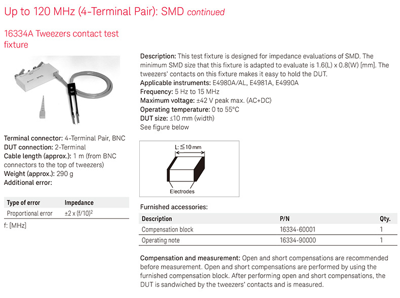 是德安捷伦E4980LCR阻抗测试SMD夹具16034E/16034H/16034G/16334A-阿里巴巴