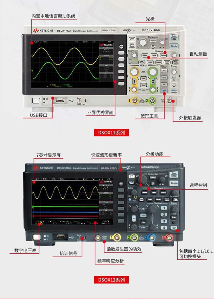Keysight美国是德DSOX1204A 4通道200MHZ数字示波器是德示波器-阿里巴巴