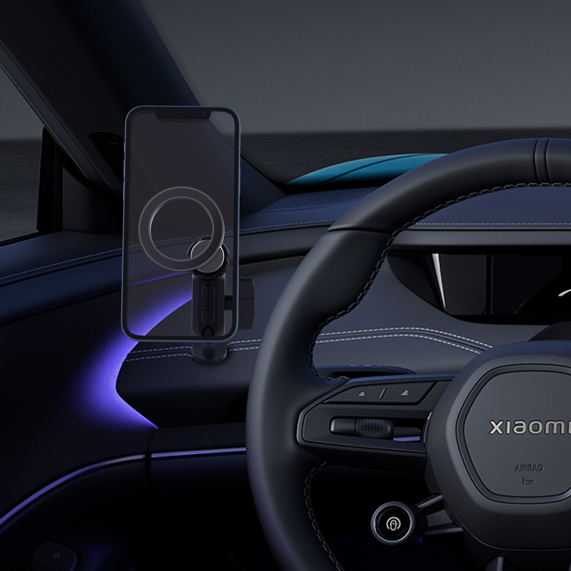 24新款小米SU7专用车载支架强磁固定导航仪表台重力支撑速取速放-阿里巴巴