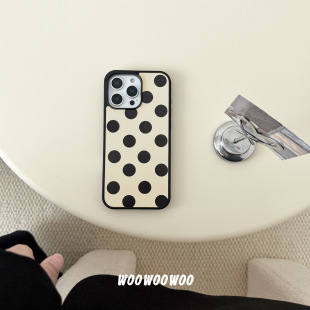 WOOWOOWOO小众ins气质温柔杏色波点手机壳适用iphone16promax苹果-阿里巴巴