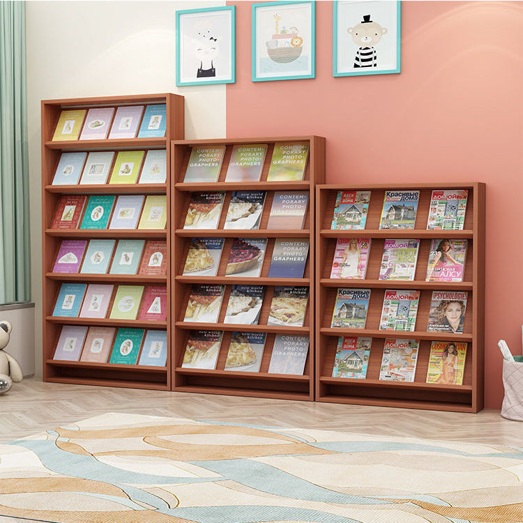 展示架报刊架书架杂志落地绘本架实木陈列架期刊架创意斜坡展示架-阿里巴巴