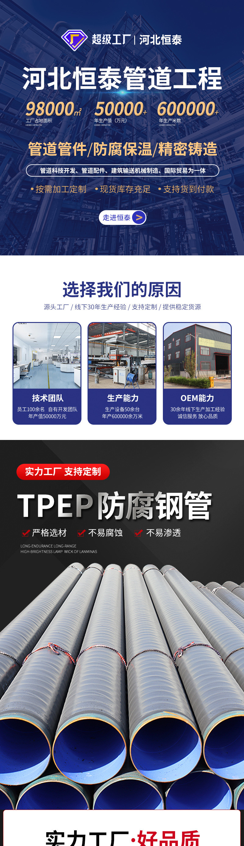 TPEP防腐钢管 地埋式复合外pe内ep管道石油供水电力输送管道-阿里巴巴