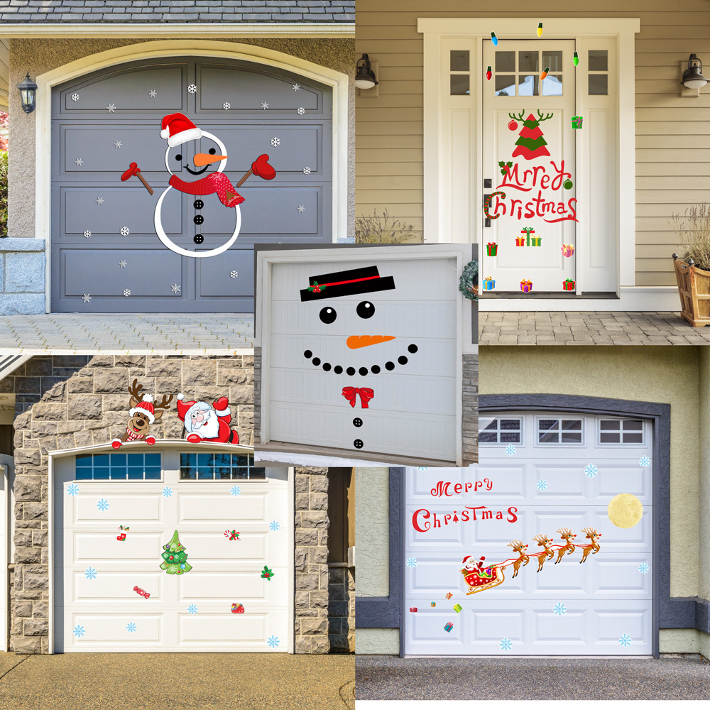 X011-015 跨境圣诞节大尺寸车库贴门贴圣诞老人雪人节日装饰PVC-阿里巴巴