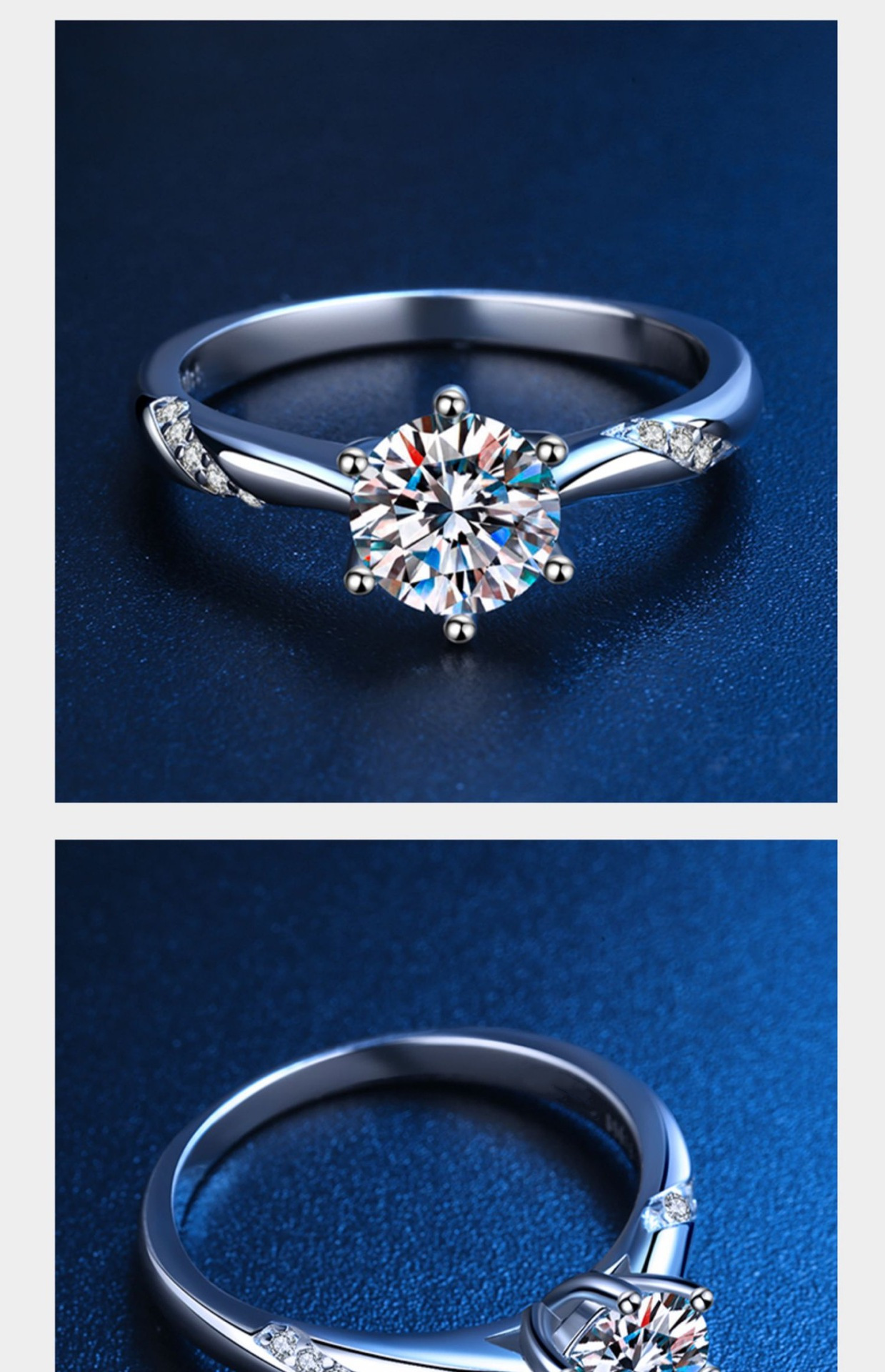 通灵六爪Pt950莫桑石戒指女925银三克拉结婚戒抖音跨境礼品代批发-阿里巴巴