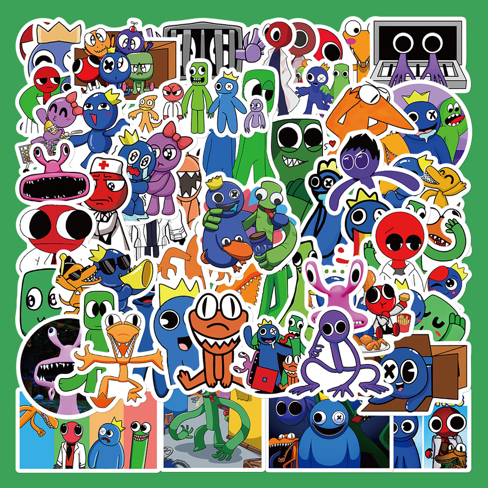 52张卡通roblox彩虹朋友贴纸笔记本电脑行李箱手机壳装饰DIY贴画-阿里巴巴