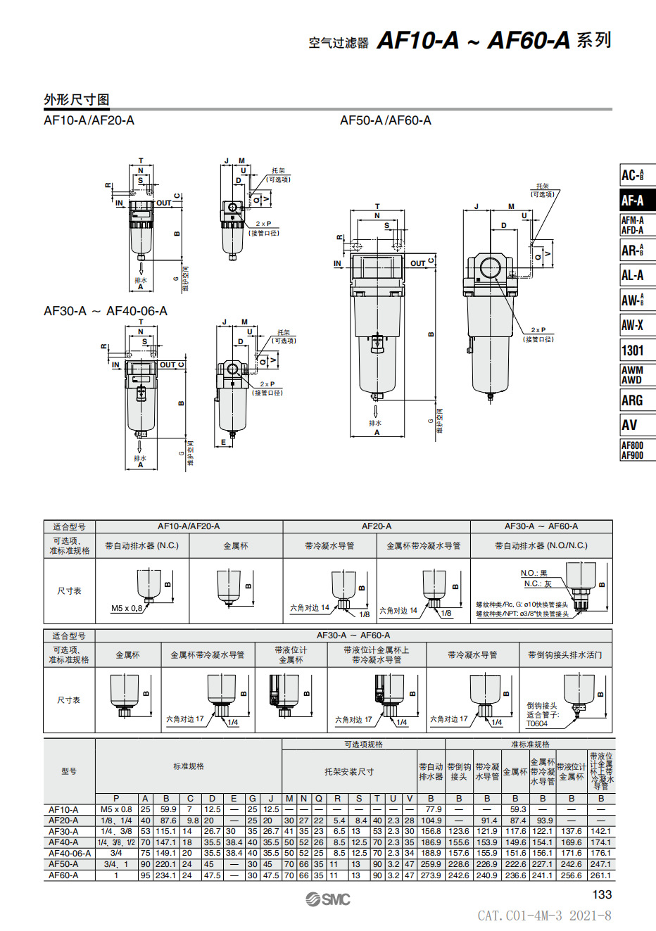 SMC金属杯过滤器AF40-03-2-A AF40-06D-2-A AF40-06-2-A-阿里巴巴