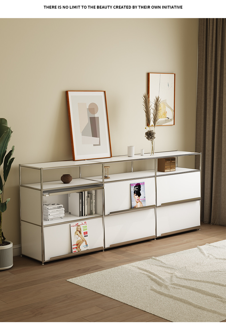 韩版ins餐边柜不锈钢usm模块组合中古收纳柜多功能置物沙发边柜子-阿里巴巴