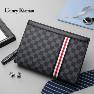 Cainey Kiaman手包男高级感格子纹商务休闲手抓包大容量男士手包-阿里巴巴