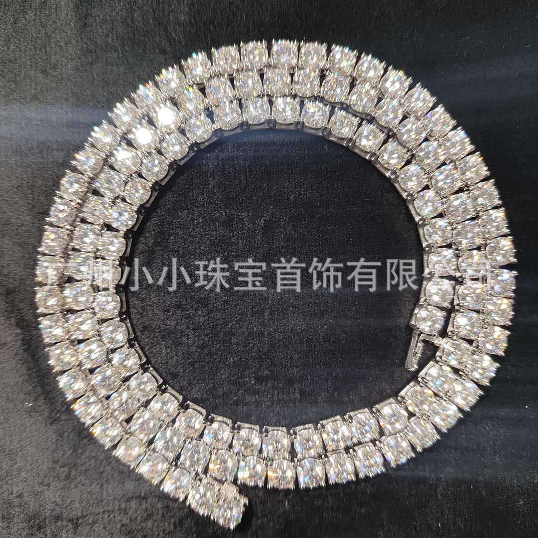 欧美跨境嘻哈珠宝S925银镶D色莫桑钻hiphop风网球链手链项链-阿里巴巴