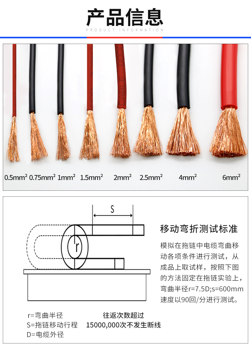 TRV高柔性拖链电缆单芯0.75 1 1.5 2.5 4 6 10 16平方信号控制线-阿里巴巴