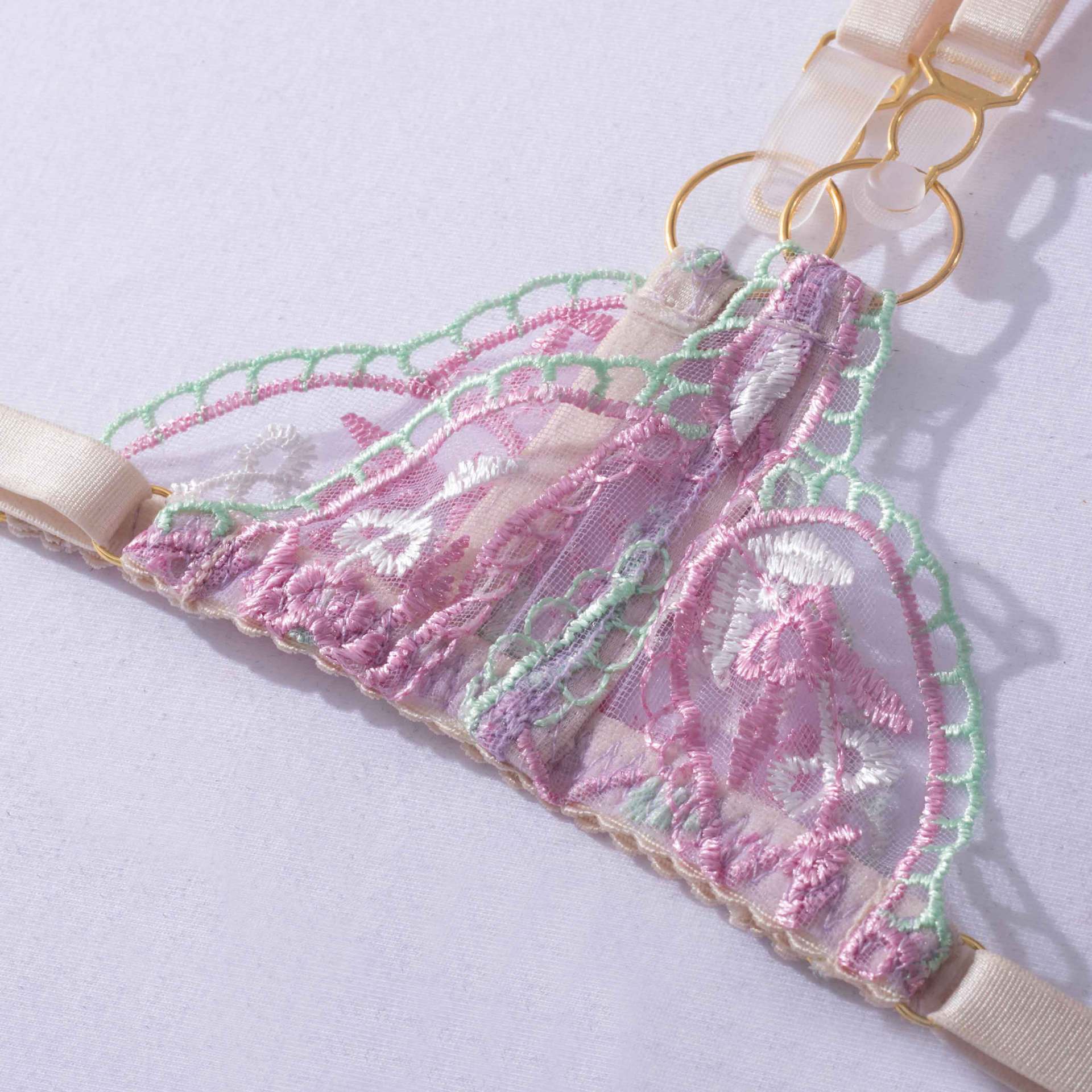 露莎春夏季欧美外贸性感内衣吊袜刺绣聚拢网纱塑身分体套装LS1407-阿里巴巴