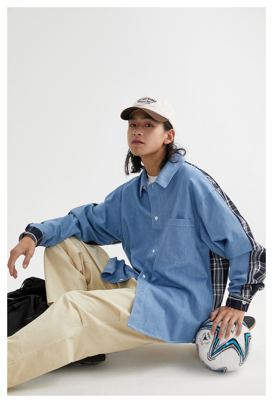 NotBrand国潮日系复古衬衫男士百搭休闲拼接格子长袖衬衣CS94114-阿里巴巴