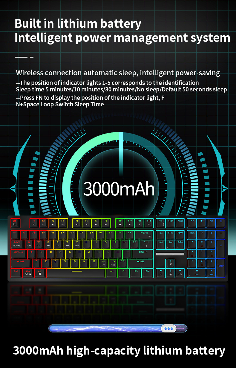 赤暴HW108炫彩灯光三模游戏娱乐办公茶轴红轴电脑静音真机械键盘-阿里巴巴