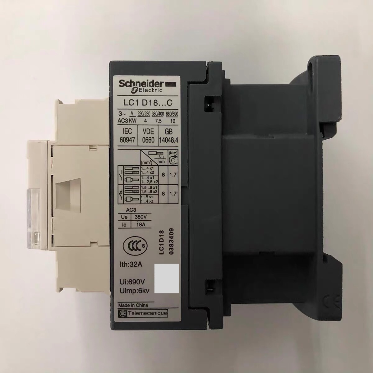 原装正品LC1D18M7C AC220V 50/60Hz Schneider三级交流接触器-阿里巴巴