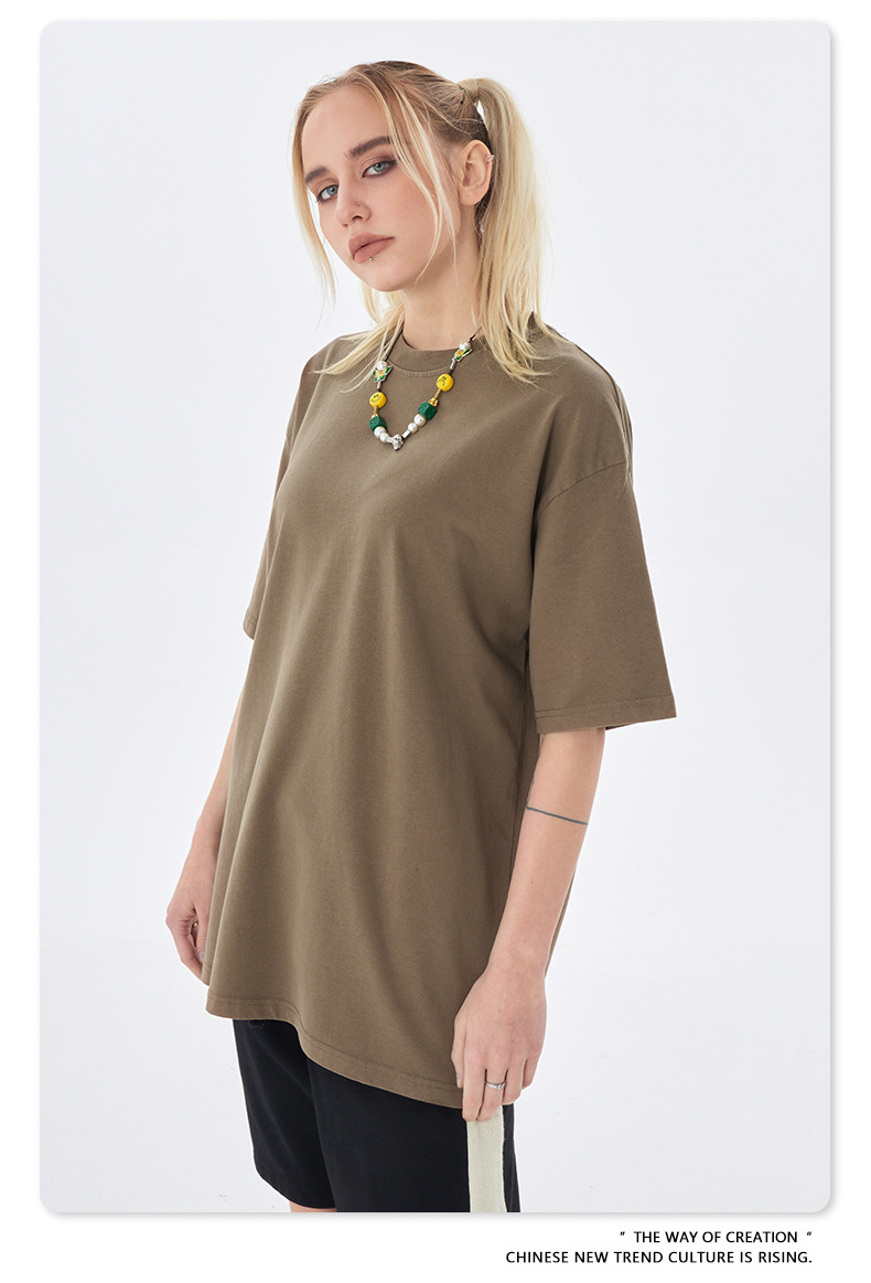 BE男装|2022夏季新款大地色260G宽松短袖欧美ins潮牌重磅T恤男-阿里巴巴