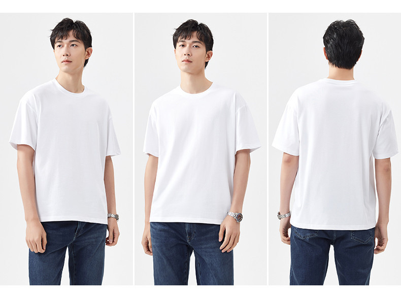 高端240g匹马pima棉纯色阔宽短袖t恤男女落肩圆领纯棉宽松tshirt-阿里巴巴