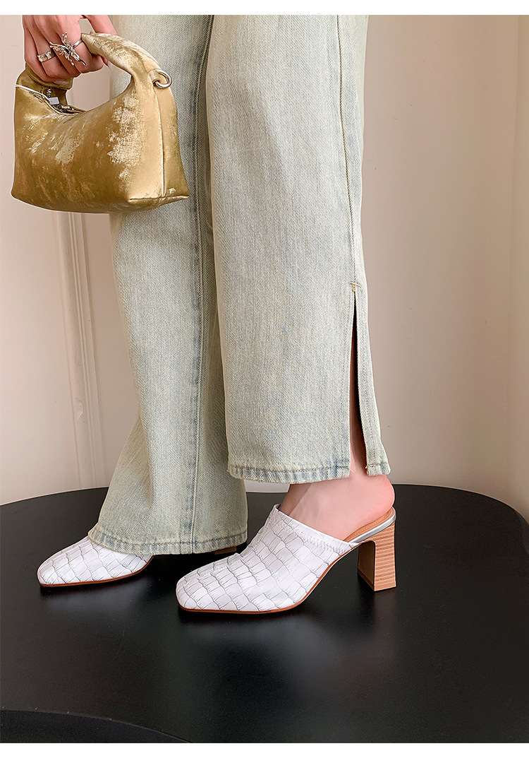 CHIKO Xaviera Square Toe Chunky Heels Clogs/Mules Shoes