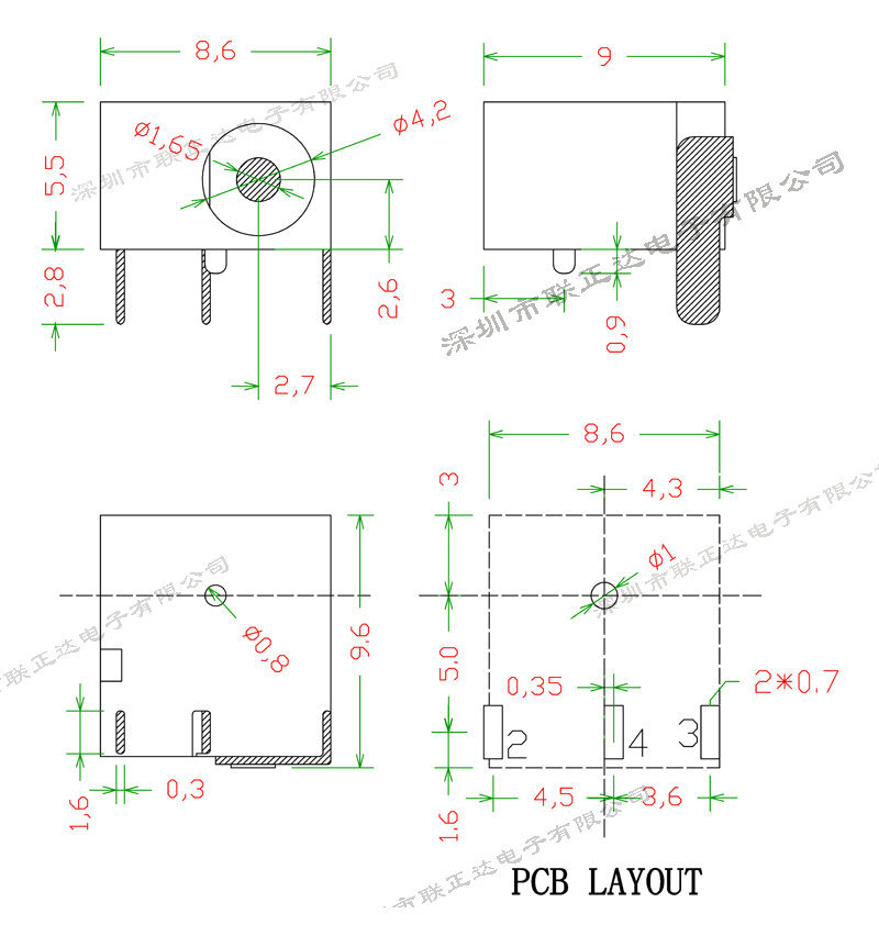 DC4.0*1.7 DC母座3脚插件 006D dc jack 适配器电源插座 DC4017-阿里巴巴