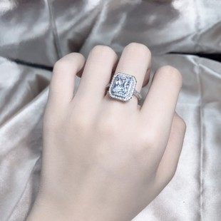 跨境tiktok 欧美钻戒公主长方形钻石戒指女微镶锆石首饰现货批发-阿里巴巴