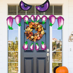 HW036亚马逊跨境万圣节怪兽门贴眼晴獠牙车库门贴节日装饰墙贴纸-阿里巴巴