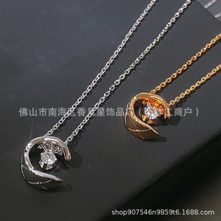 小香项链高版本coco水冰月菱格项链小香风CNC锁骨链18k玫瑰金高级-阿里巴巴