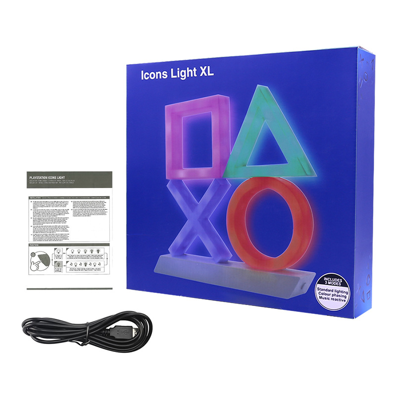 工厂直销PS4图标灯XL 三档位调节游戏氛围灯USB小夜灯30*30cm-阿里巴巴