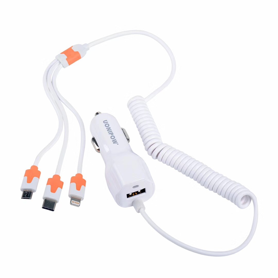 TYPE-C车充 适用于苹果15手机Ligting带线车充 3A认证带线USB车充-阿里巴巴