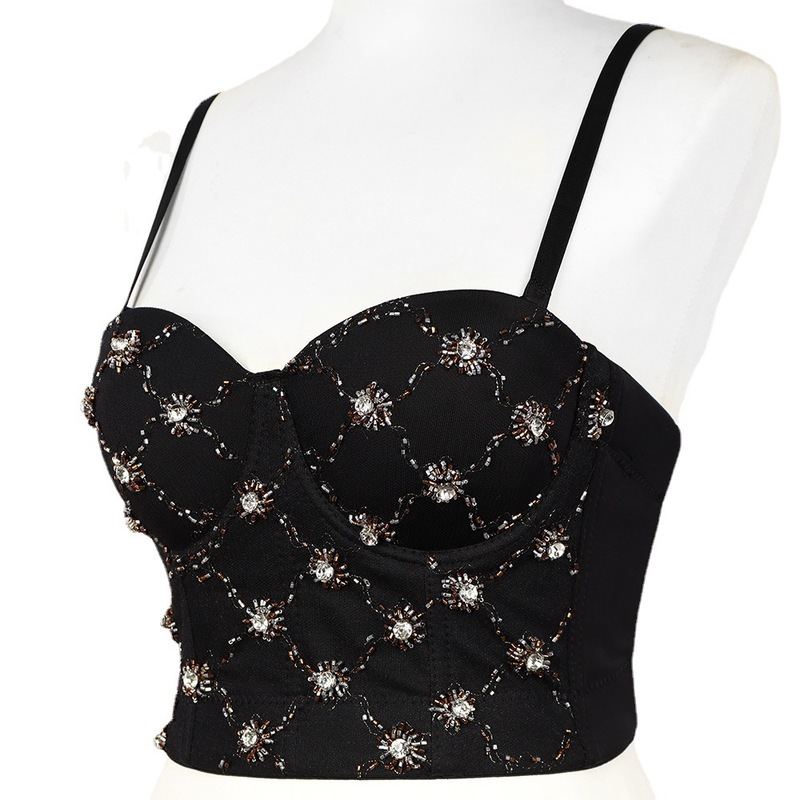 Women girls singer gogo dancers jazz dance black white glitter bra tops ...