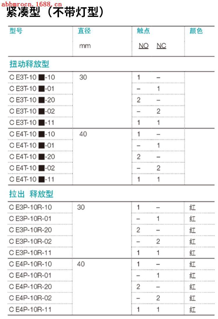 ABB急停按钮CE3T-10R-01/02/11蘑菇头开关CE4P 复位CE4T自锁旋转-阿里巴巴