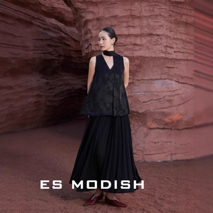 ES MODISH 夏季新品法式气质V领休闲无袖上衣领结装饰高级感T恤女-阿里巴巴