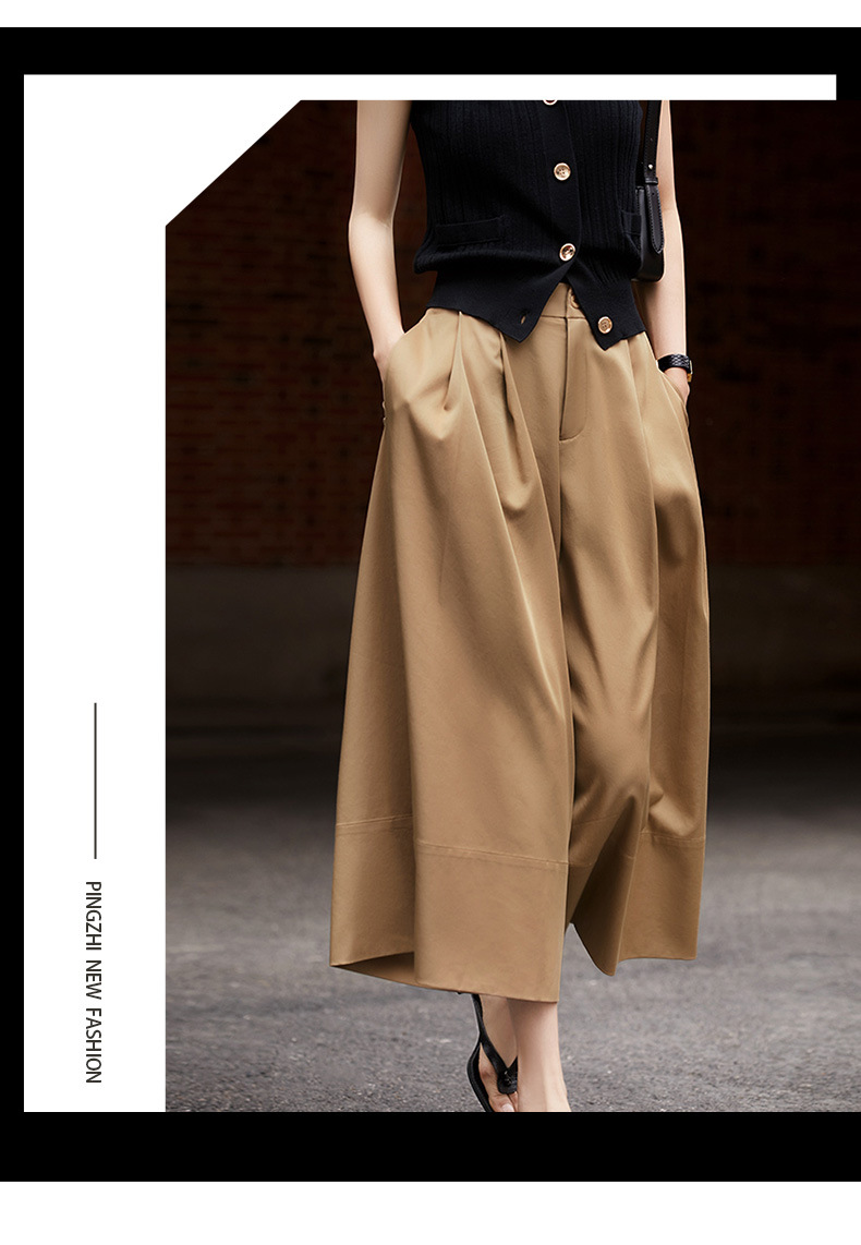 时髦有sense！大气美！天丝裤裙 潇洒大摆阔腿裤宽松休闲七分裤子-阿里巴巴