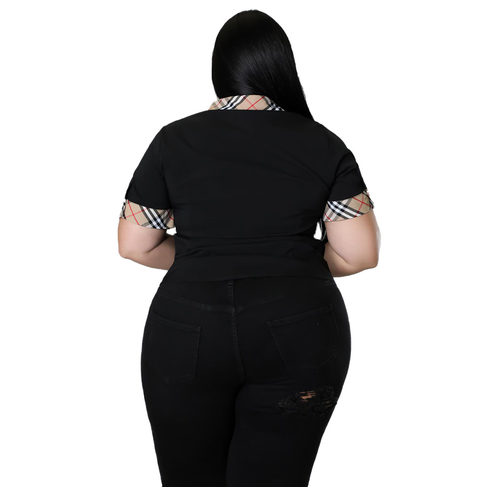 PP095亚马逊Ebay欧美货源夏季款别致衬衣拼接创意衬衫女-阿里巴巴