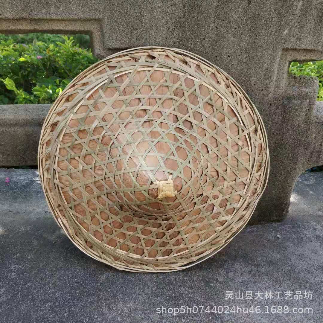 Bamboo-woven round pointed rain-proof sun-proof hat