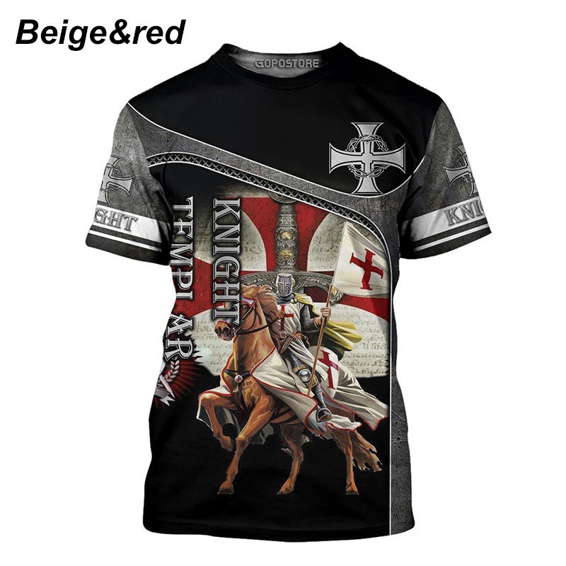 2024欧美新款骑士印花男士T恤3dt恤数码印花短袖批发速卖通亚马逊-阿里巴巴