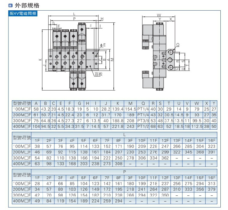 原装亚德客4V110电磁阀汇流板底板底座 100M-9F/10F/11F/12F/13F-阿里巴巴