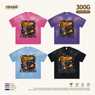 TILANI男装2025夏季“荒诞乐园”原创喷马骝数码印花跨境T恤男女-阿里巴巴